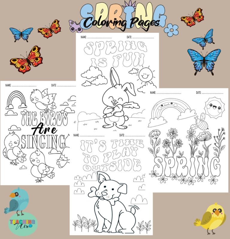 Spring Flowers & Sayings Coloring Sheets - 12 Designs-Spring Coloring ...