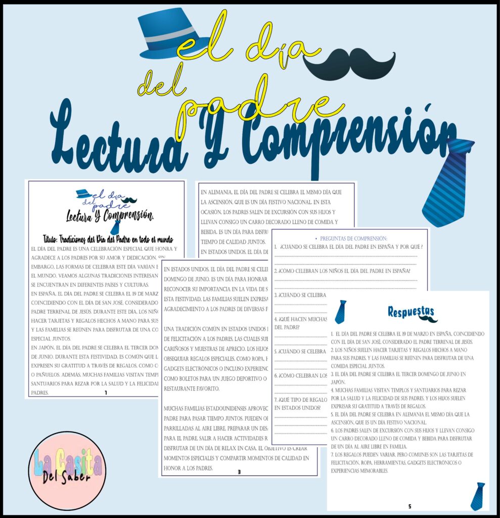 Fathers Day Reading Passage Mi Super Papá-El Día del padre lectura y ...