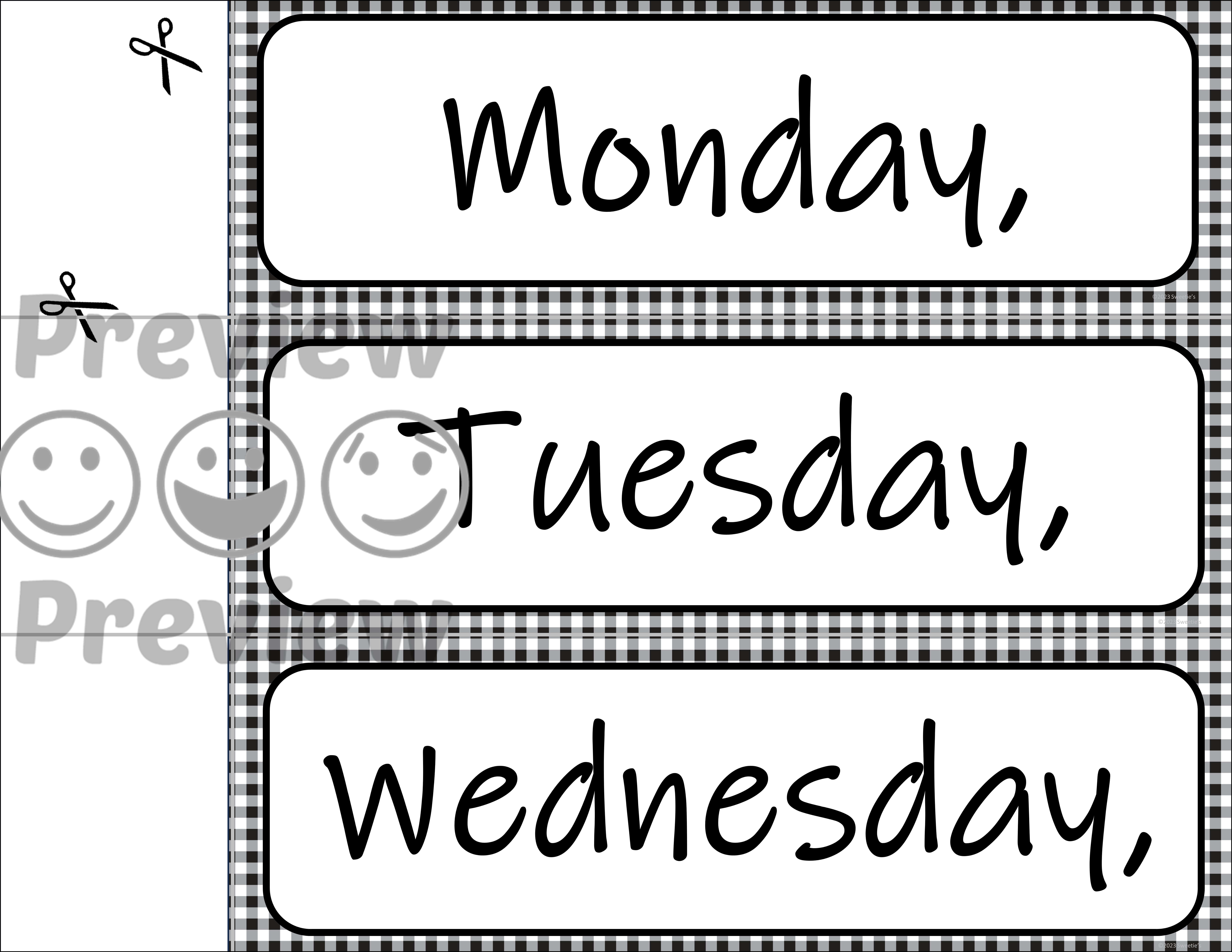 Daily Flip Calendar 2022 to 2051 Black and White PlaidTheme | Made By ...
