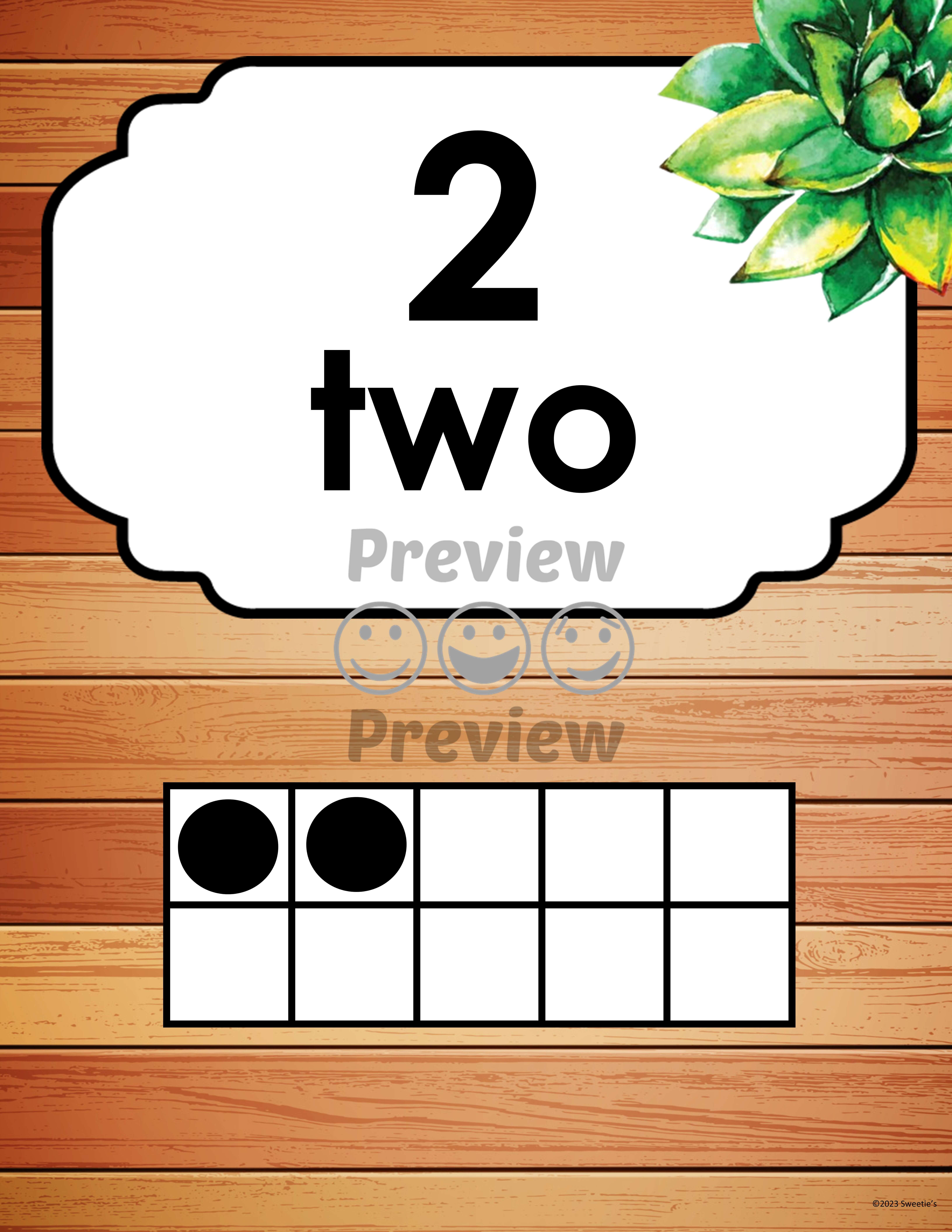Number Posters Farmhouse Succulent English Spanish French | Made By ...