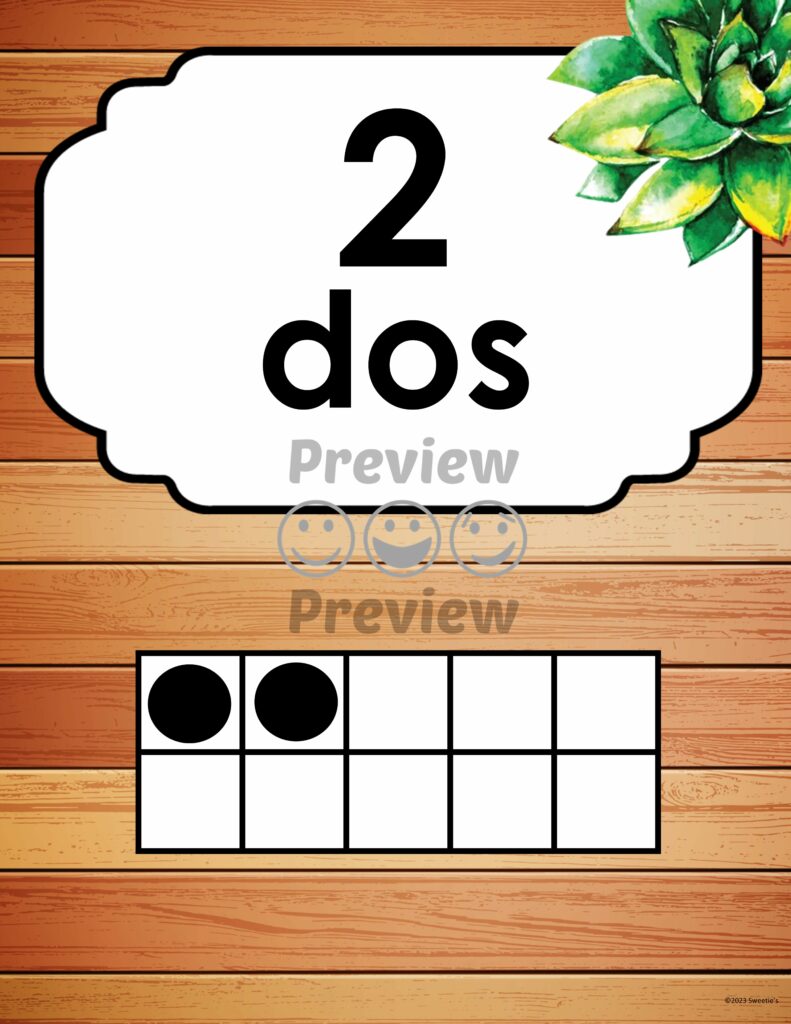 Number Posters Farmhouse Succulent English Spanish French | Made By ...