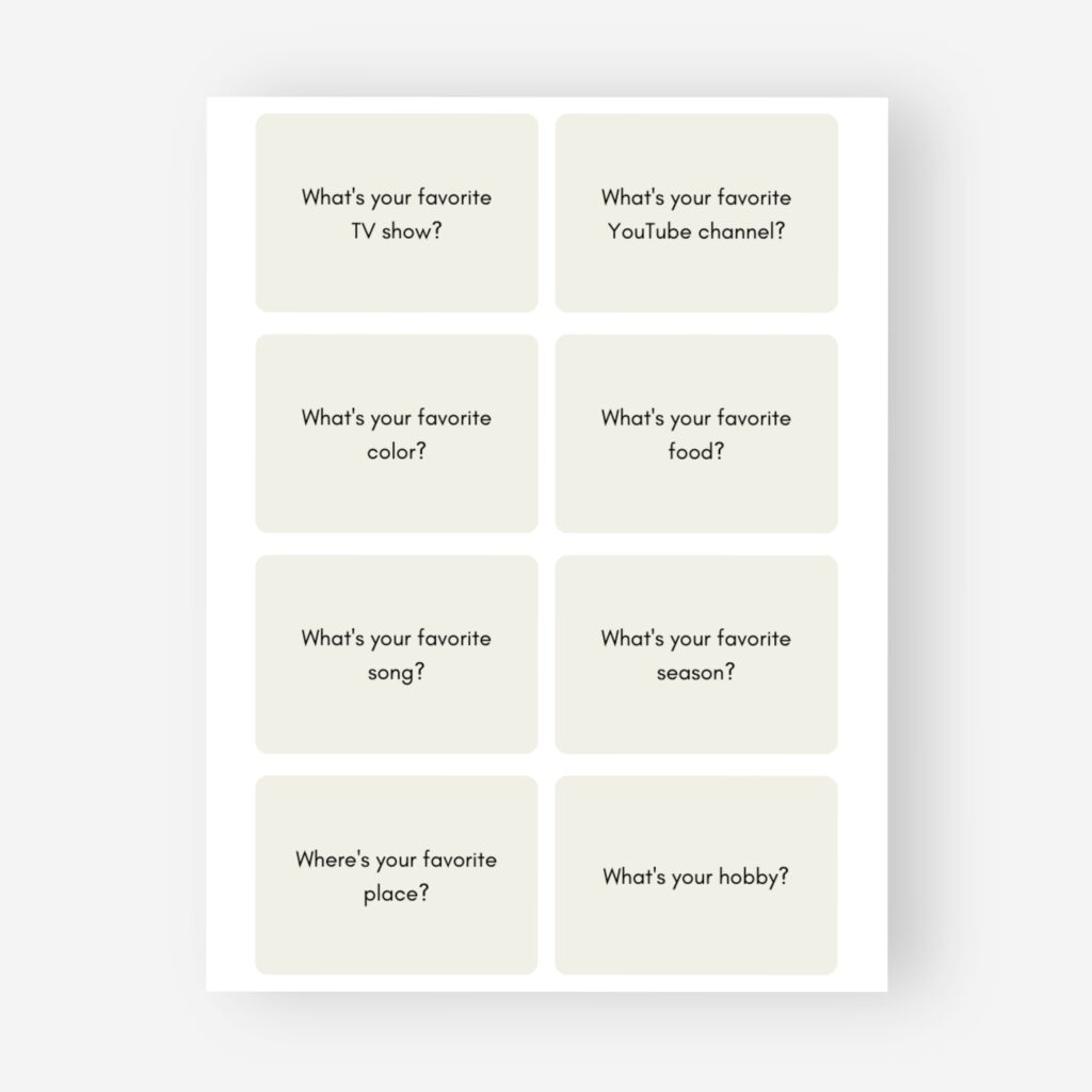 Icebreaker Conversation Cards, Cute Pastel Green Printable, Floral and ...