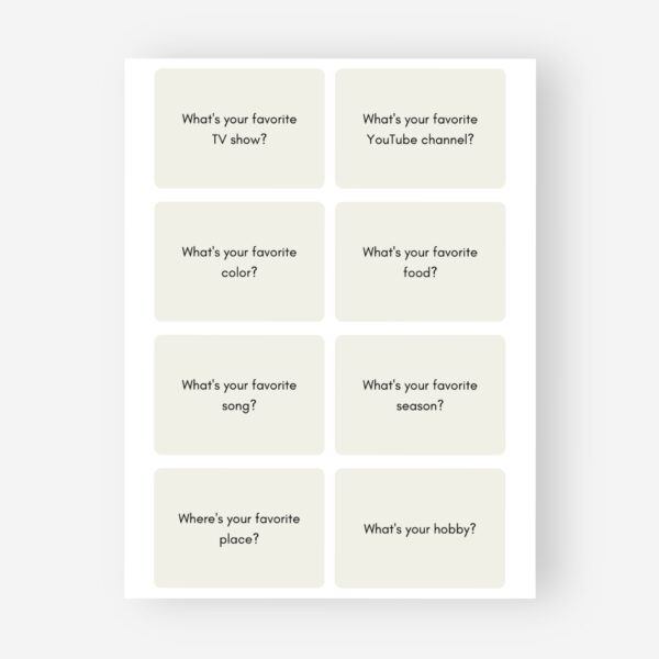 Icebreaker Conversation Cards, Cute Pastel Green Printable, Floral and ...